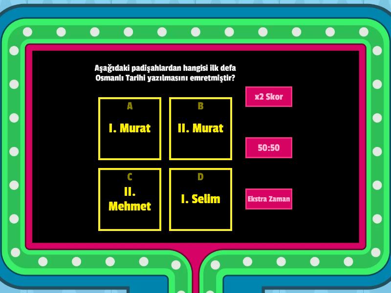 Ortaokul sosyal bilgiler soruları 2 - Gameshow quiz