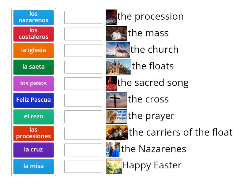 Easter in Spain- Vocabulary - Match up
