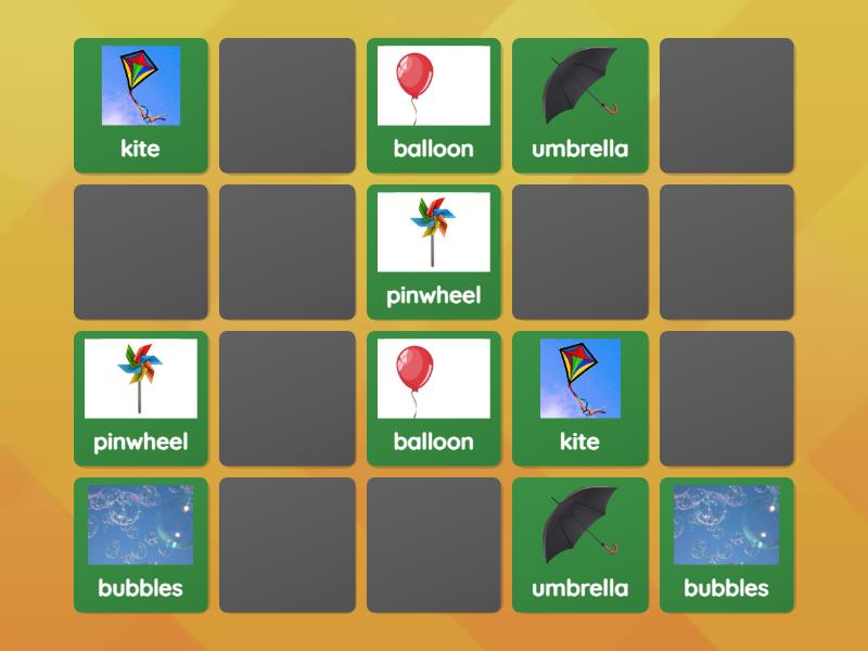 Gilberto and the Wind vocabulary - Matching pairs