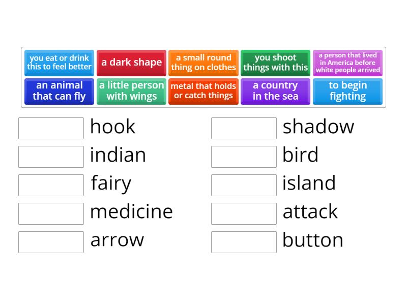 Peter pan vocabulary match - Match up