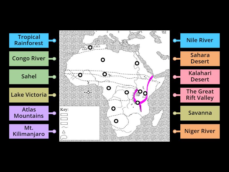 Physical Features of Africa - Labelled diagram
