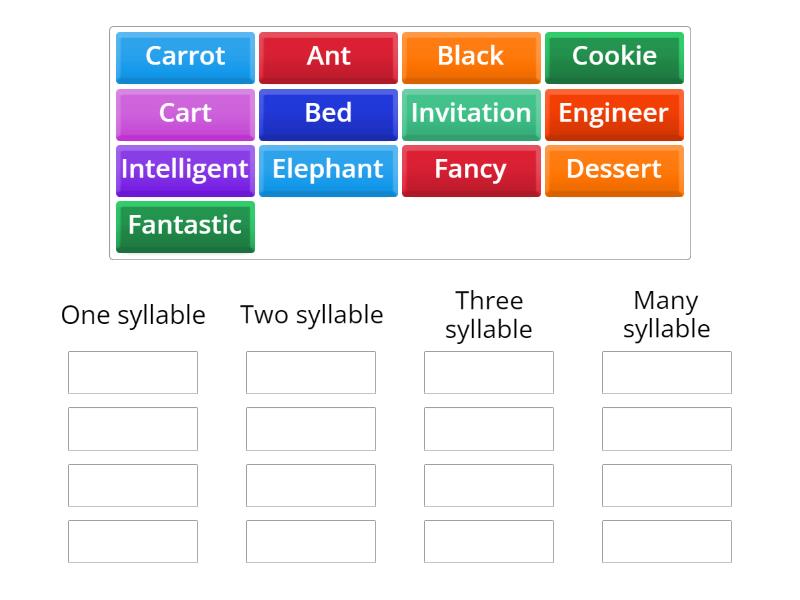 Categorize the syllables - Group sort