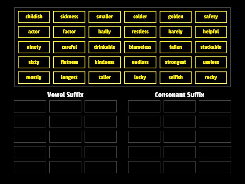 6.1 Vowel vs. Consonant Suffix - Group sort
