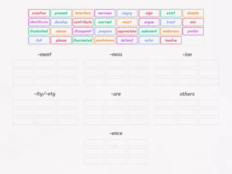 Word-building: Nouns - Group sort