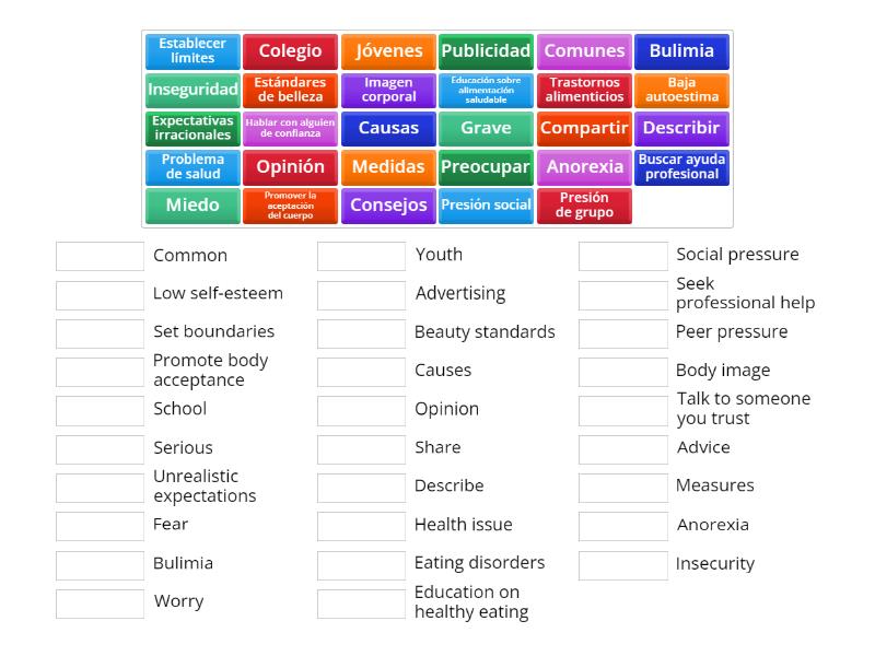 La salud - Y12 - Match up