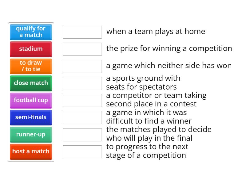 Football Vocabulary Practice - Match up