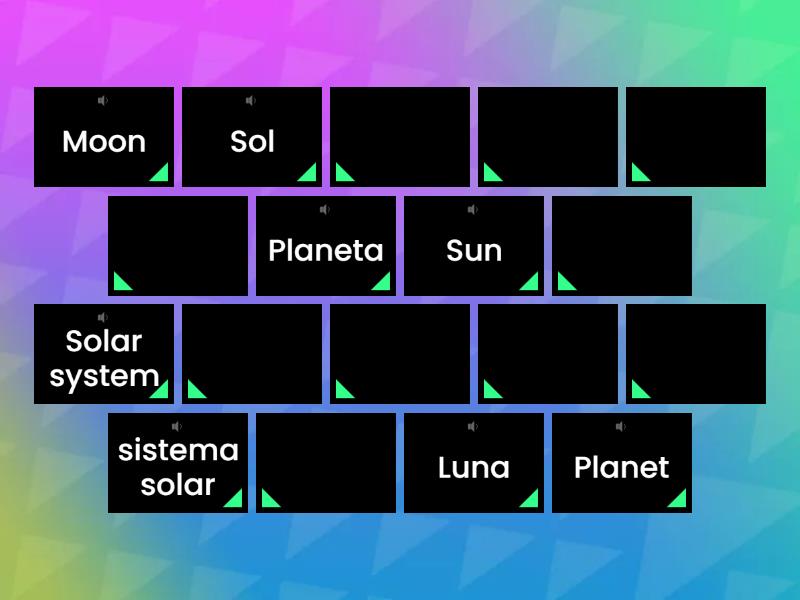 Solar system english and spanish - Matching pairs