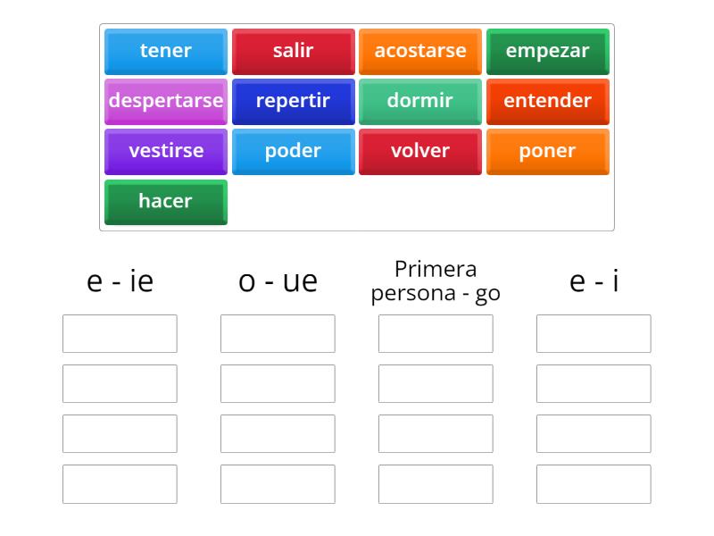 Verbos irregulares Presente - Group sort
