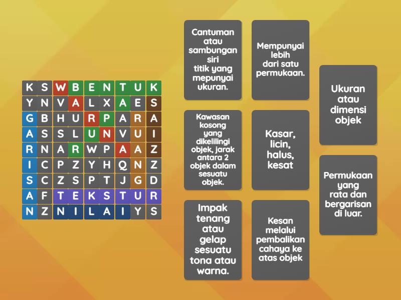ELEMEN REKA BENTUK RBT TAHUN 4 - Wordsearch