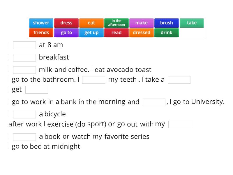 Daily routine video - Complete the sentence
