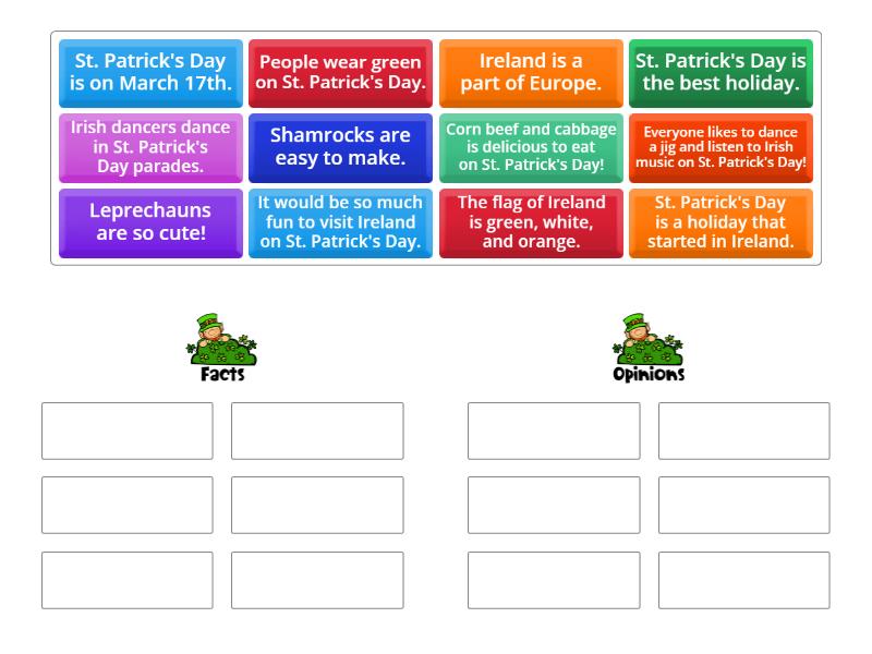 St. Patrick's Day Facts and Opinions - Group sort