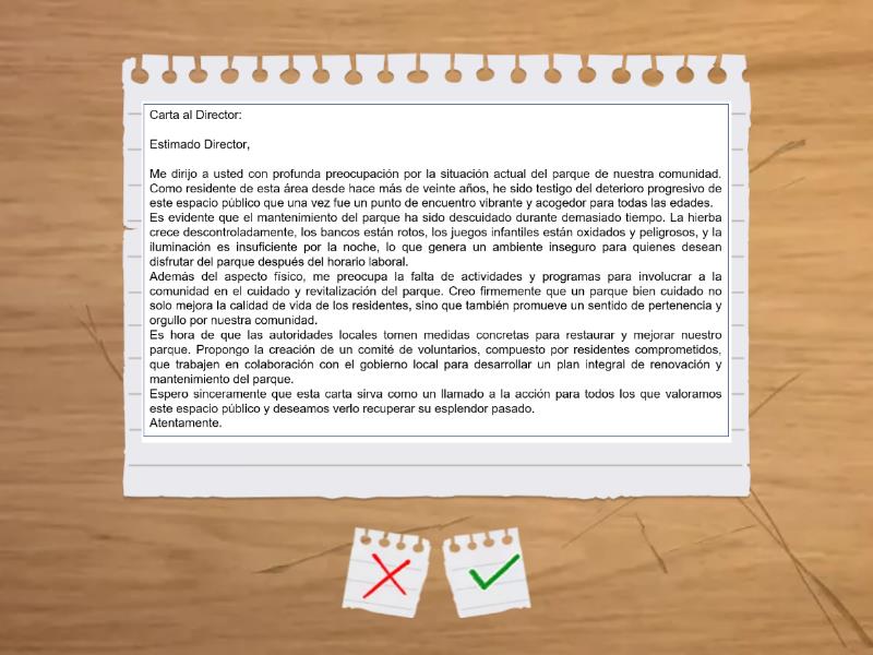 CARTA AL DIRECTOR - Flash cards
