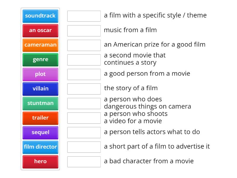 Movie Vocabulary - Match up