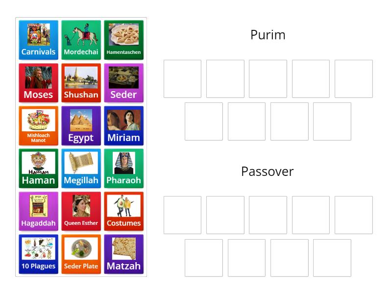 Passover/Purim Sorting - Group sort