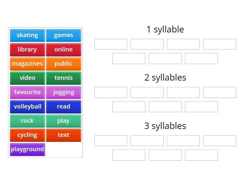 Syllable sorting activity - Group sort