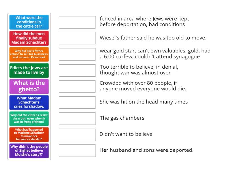 Night Quiz #1 (Sections 1, 2, 3) - Match up