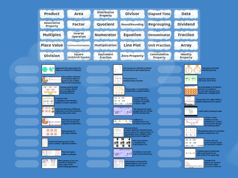 Grade 3 Math Vocabulary Review - Match up