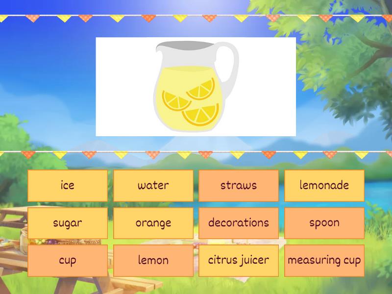 Lemonade. Matching activity - Find the match