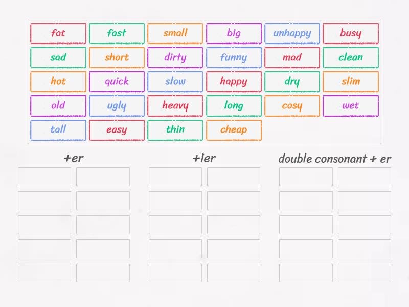 Degrees of comparison (suffixes) - Group sort