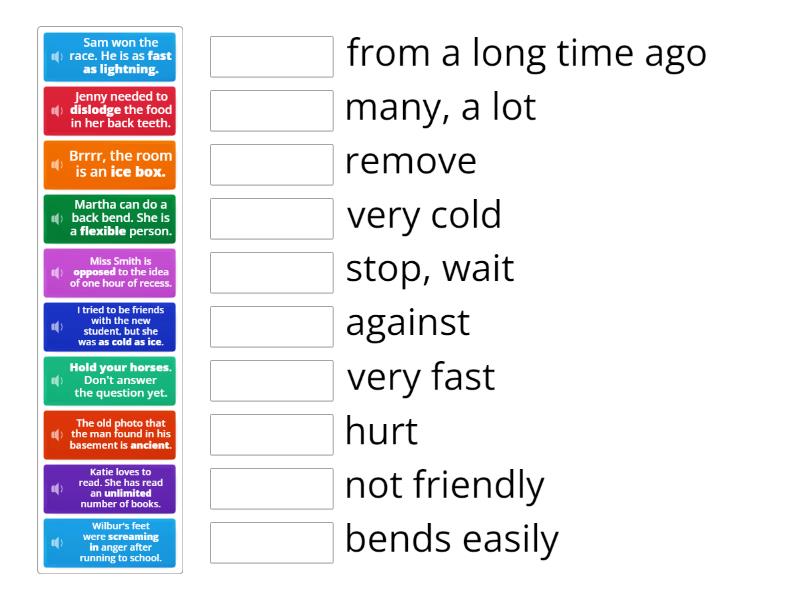 Extension Activity Context Clues - Match up