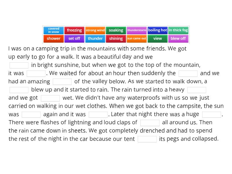 Spotlight 8 Module 5d Text 1, Weather - Complete the sentence