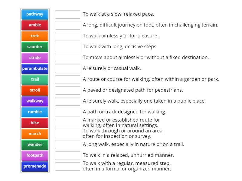 Walk - word fields - Match up