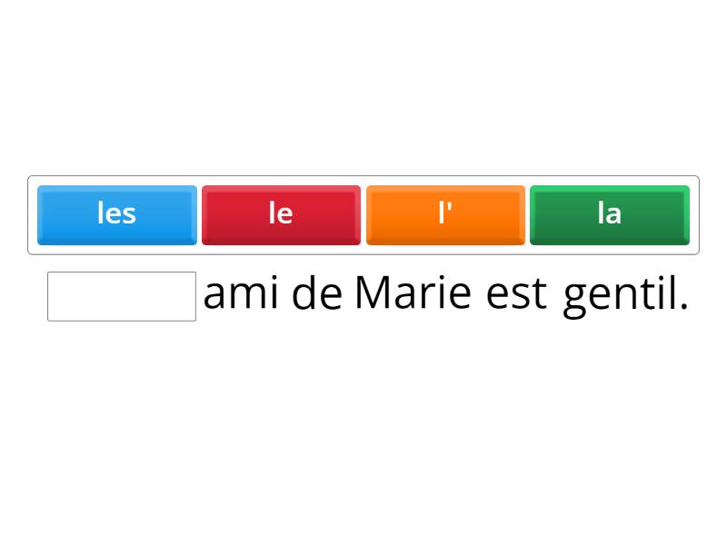 Les articles définis et le genre des noms - Complete the sentence