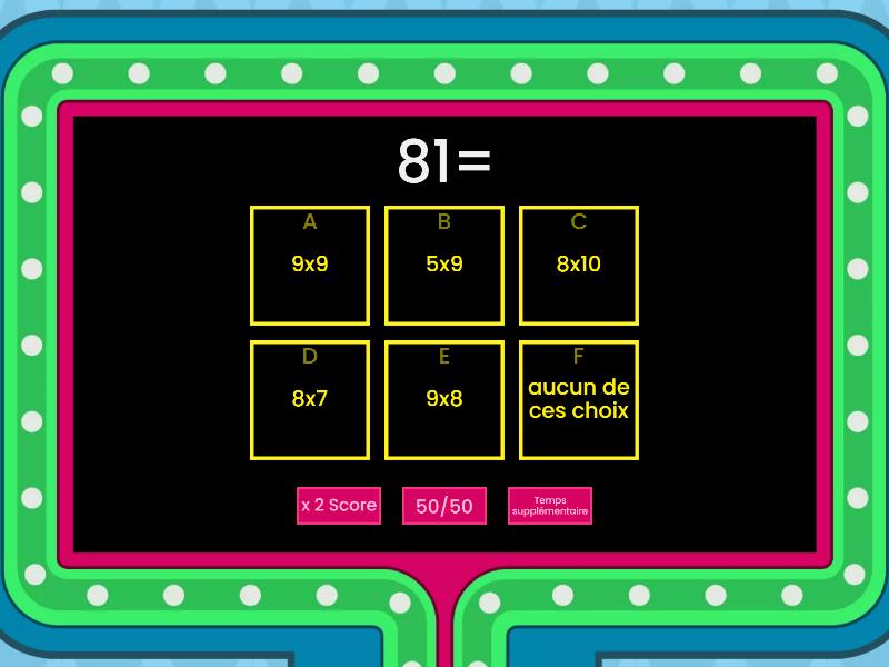 calcul mental: tables de multiplications - Kuis gameshow