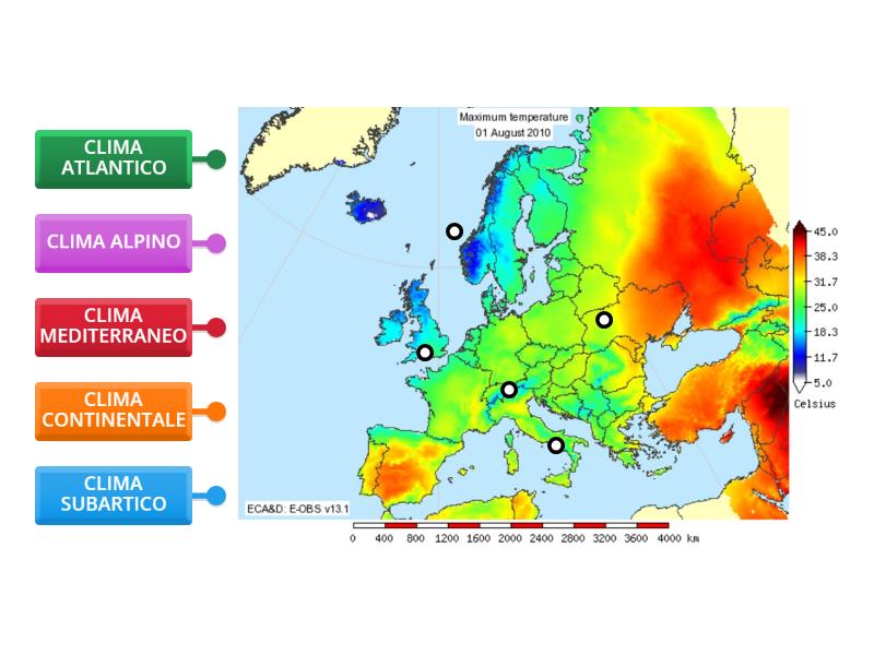 Regioni climatiche in Europa - Labelled diagram