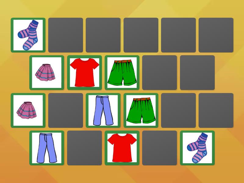 Clothes MEMORY GAME - Matching pairs