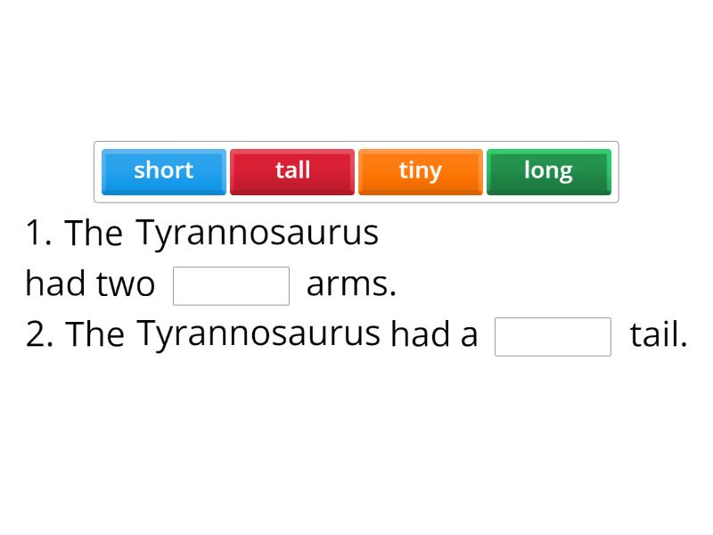 Dinosaur Adjectives Worksheet - Complete the sentence