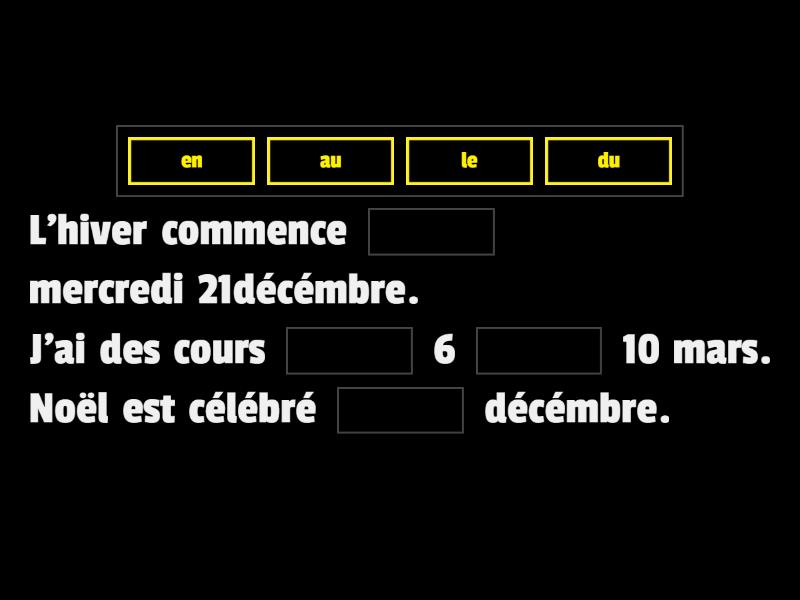 Dire la date - Complete the sentence