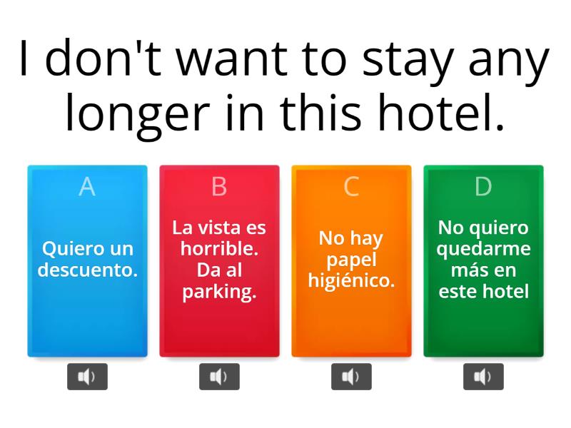 Quejas en el hotel. - Quiz