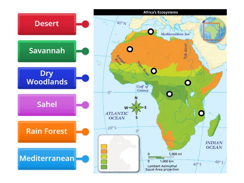 Africa Physical Map - Labelled diagram