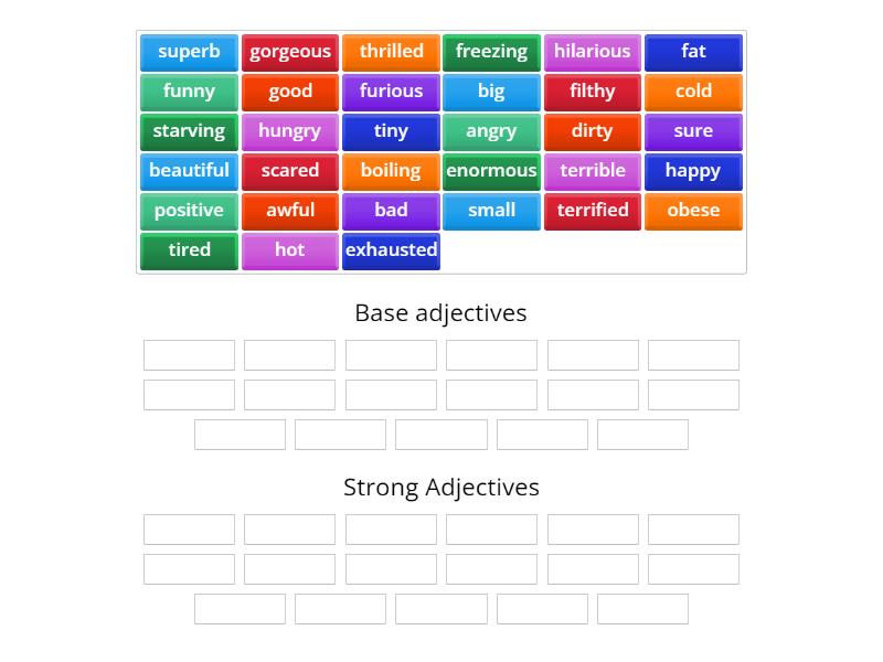 Strong and base adjectives - Group sort