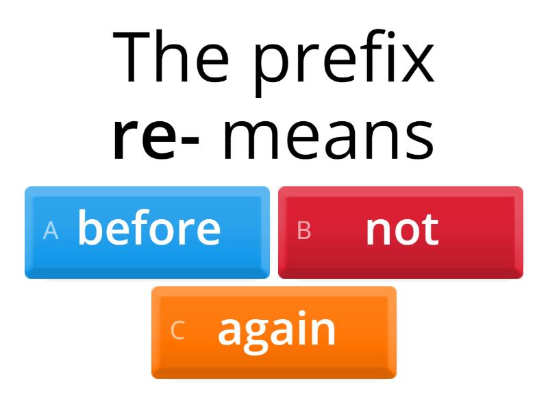 Prefixes (re-, pre-, un-) - Quiz