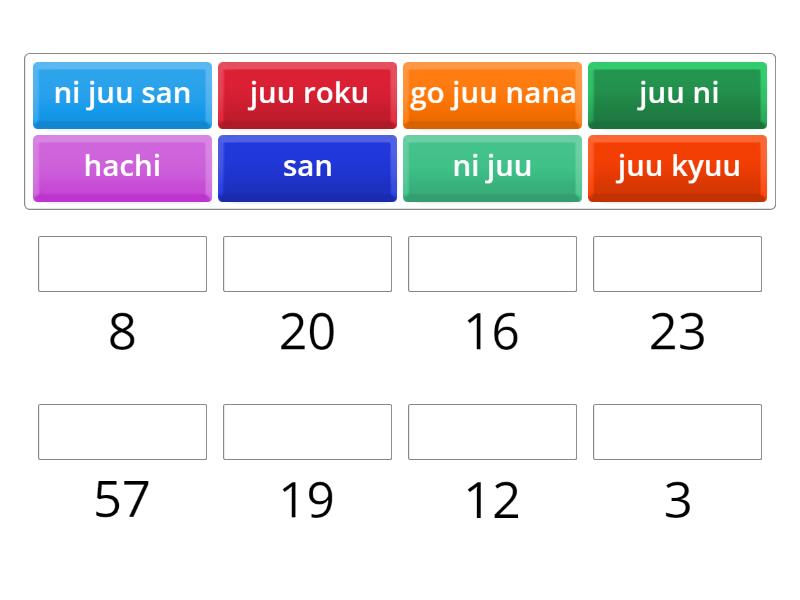 Japanese numbers to 99 - Match up