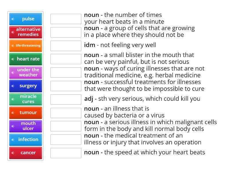 NEF. UI. 2. medical vocabulary - Match up