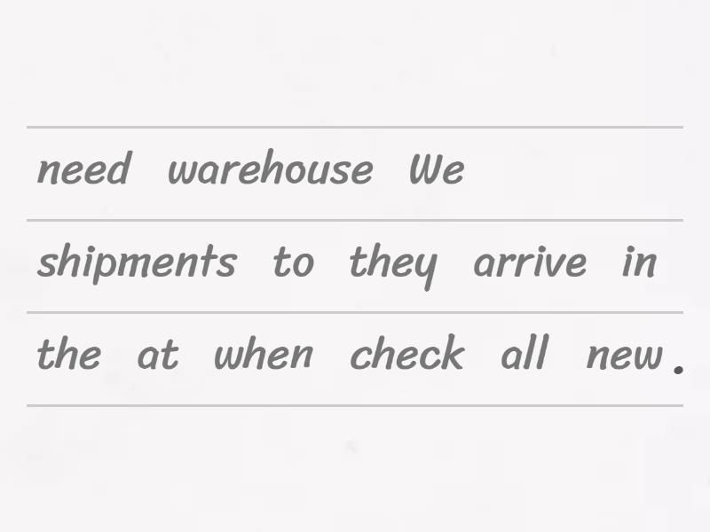 Logistics Phrasal Verbs II - Reordenar