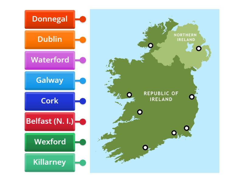 Ireland - major cities - Labelled diagram