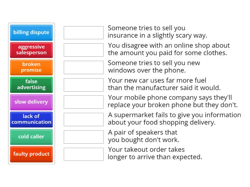 1. Match the phrases with situations. - Match up