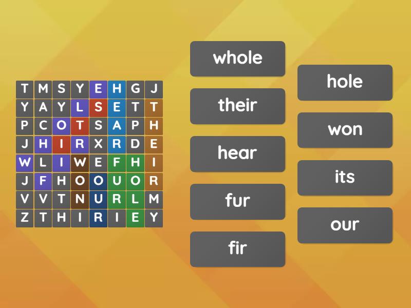 homophones - Wordsearch