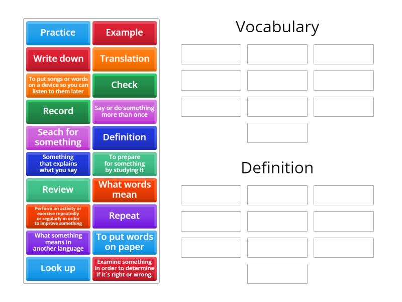 Study and Learning Vocabulary - Group sort