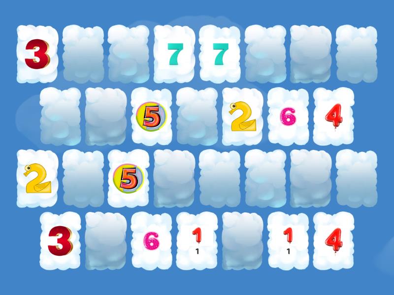 numbers from 1 to 15 memory game - Matching pairs