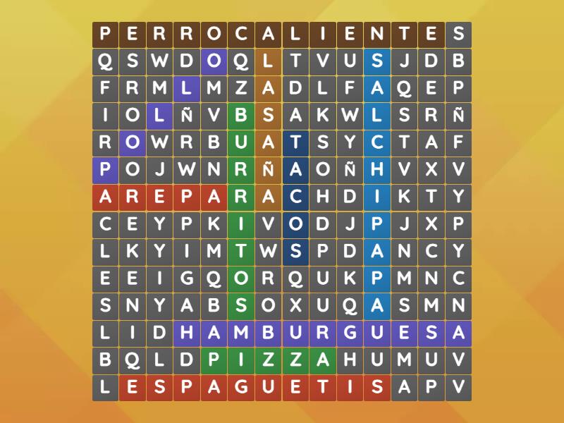sopa de letras de comidas rapidas - Wordsearch