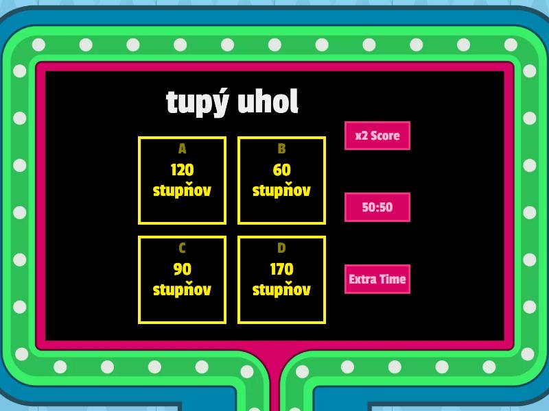 Uhly- pravý , ostrý, tupý, priamy - Gameshow quiz
