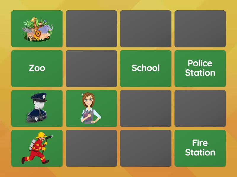 Match the person with the place. - Matching pairs