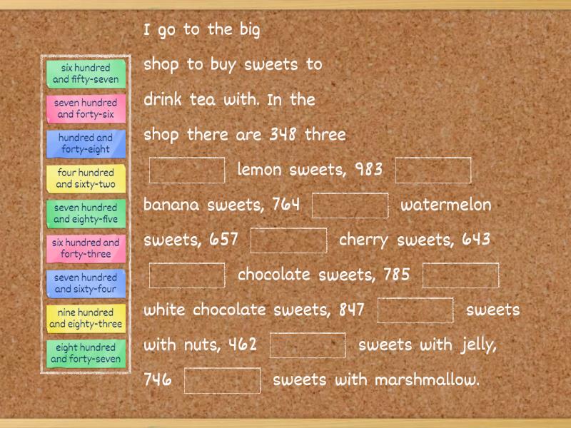 numbers (1-999) - Complete the sentence