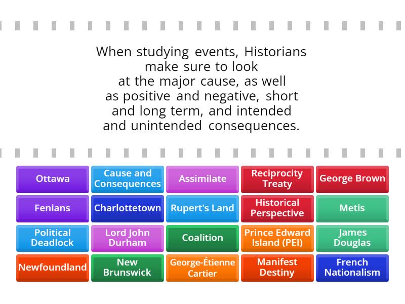 Grade 8 Ontario History Strand A - Find the match