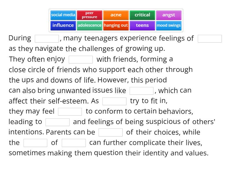 Complete the gaps with the correct term. - Complete the sentence